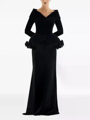 ADAMARIS Floral Appliqué Fitted Jacket - Black