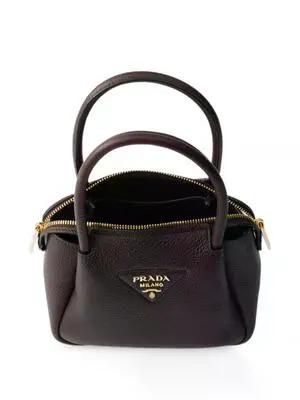 Prada Leather Mini Handbag - Brown