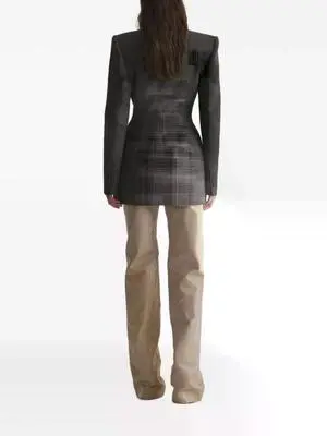 MUGLER Ink And Taupe Check Stockman Jacket - Brown