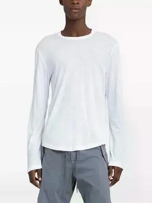 JAMES PERSE Shirttail Hem Crew Long-sleeve Cotton T-shirt