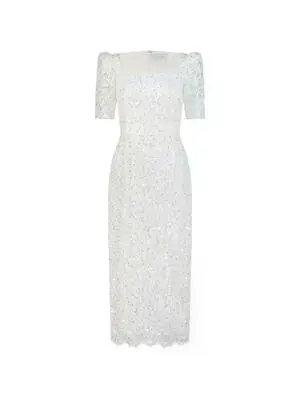 ADAMARIS Sequin-embellished Lace Midi Dress - White