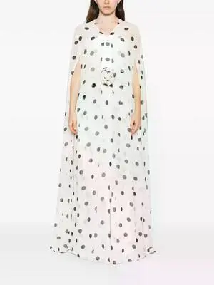 ADAMARIS Polka-dot Floral-appliqué Maxi Dress