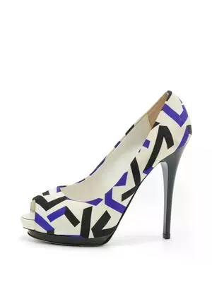 GIUSEPPE ZANOTTI Printed Peep-toe Pumps - White