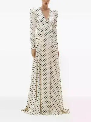 ADAMARIS Polka Dot Maxi Dress - Neutrals