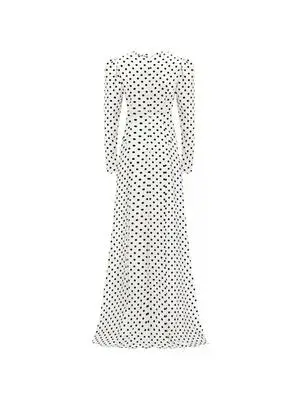 ADAMARIS V-neck Polka Dot Maxi Dress