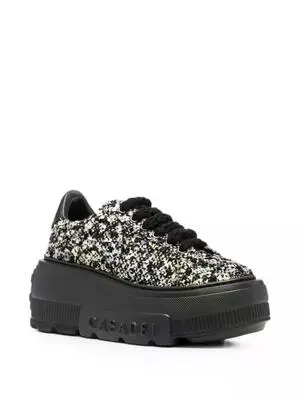 Casadei Bouclé-knit Platform Sneakers