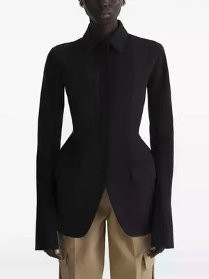 MUGLER Black Bistretch Wool Shirt Jacket
