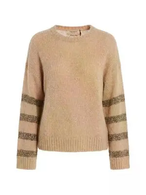 TWINSET Sequin-striped Round-neck Sweater