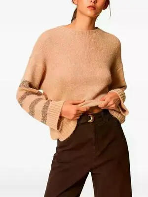 TWINSET Sequin-striped Round-neck Sweater