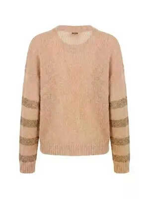 TWINSET Sequin-striped Round-neck Sweater