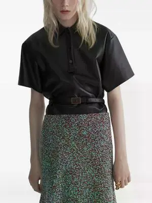 MUGLER Leather Polo Shirt - Black