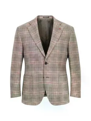 Isaia Check-pattern Notched-lapels Blazer - Brown
