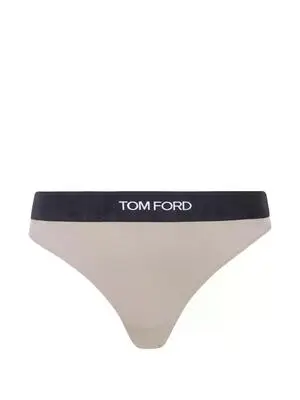 TOM FORD Logo-waistband Thong - Neutrals