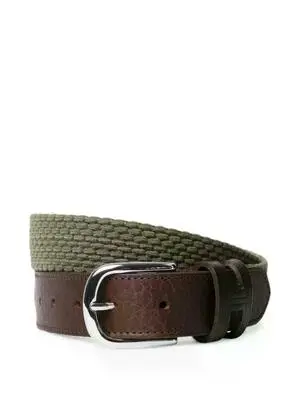 HACKETT LONDON Parachute Braided Leather-trim Belt - Green