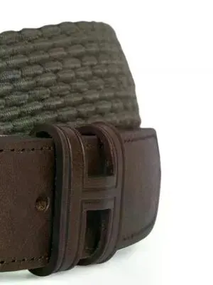 HACKETT LONDON Parachute Braided Leather-trim Belt