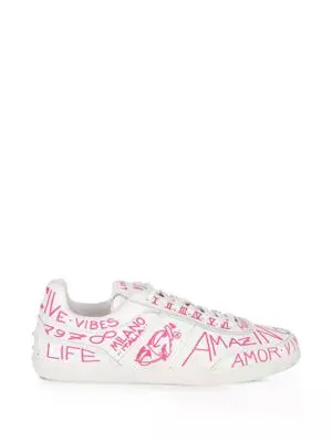TOD'S Graffiti-print Leather Sneakers - White