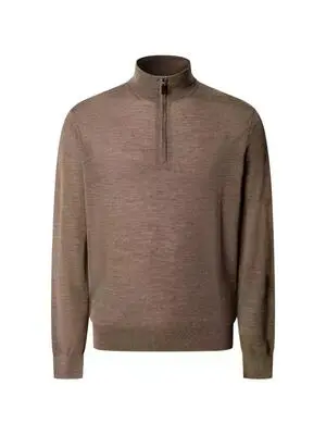 HACKETT LONDON Quarter-zip Wool Sweater - Brown