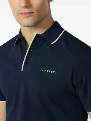 HACKETT LONDON Tipped-trim Embroidered Polo Shirt