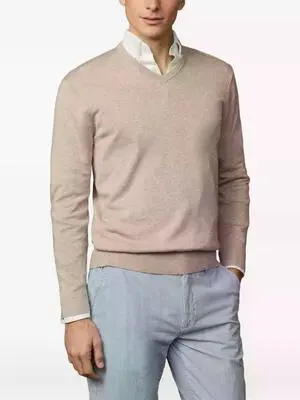 HACKETT LONDON Logo-embroidered V-neck Sweater - Neutrals