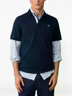 HACKETT LONDON Embroidered-logo Short-sleeve Polo Shirt - Blue