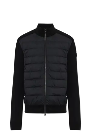 Moncler Cardigan With Quilted Front - Black