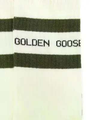 GOLDEN GOOSE Distressed-effect Logo-inlaid" Crew Socks