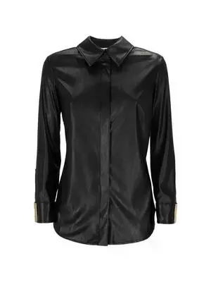 Elisabetta Franchi Logo-plaque Leather-effect Shirt - Black