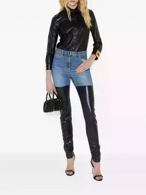 Elisabetta Franchi Leather-effect Shirt With Gold-tone Plaque Detail
