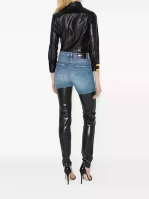 Elisabetta Franchi Leather-effect Shirt With Gold-tone Plaque Detail