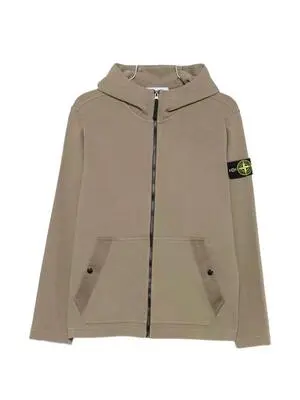 Stone Island Logo-patch Zip-up Hoodie - Green
