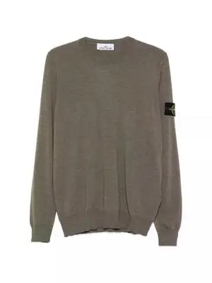 Stone Island Logo Patch Crew Neck Sweater - Green