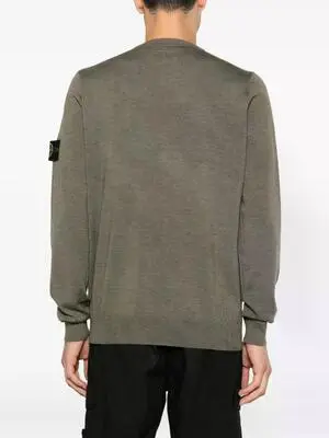 Stone Island Logo Patch Crew Neck Sweater - Green