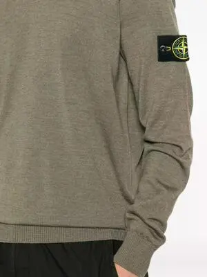 Stone Island Logo Patch Crew Neck Sweater - Green
