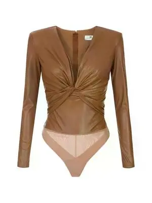 Elisabetta Franchi Bodysuit With Knot Detailing - Brown