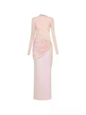 CHATS BY C.DAM Asymmetrical Draped Maxi Dress - Pink