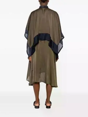 Sacai Asymmetric Layered Dress With Ruffled Detailing - Green
