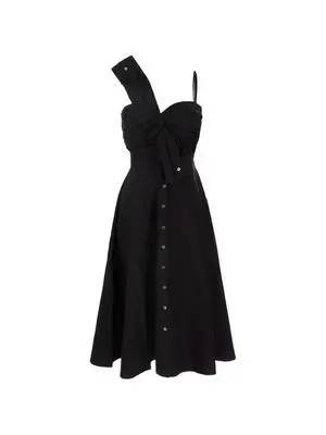 Viktor & Rolf Asymmetric-neckline Sleeveless Midi Dress - Black