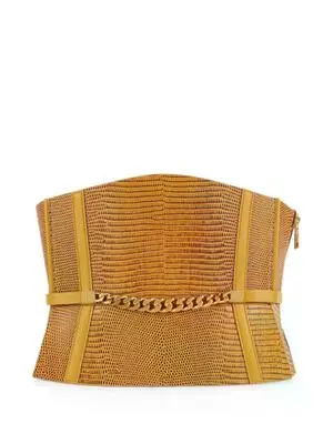 Elisabetta Franchi Bustier-style Leather Belt With Chain Detail - Brown