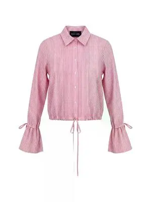 Black Label Striped Shirt With Drawstring Hem - Pink
