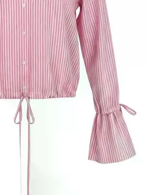 Black Label Striped Shirt With Drawstring Hem - Pink