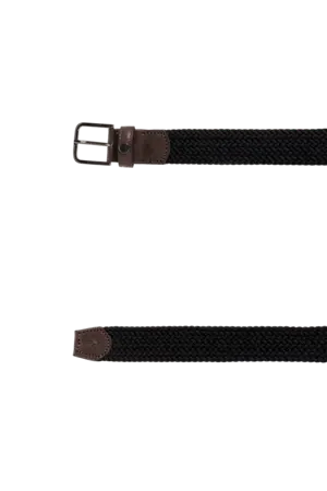 Paul & Shark Braided Woven Belt With Leather Trim And Logo Detail