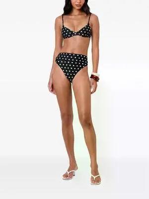 NICHOLAS Nerea High-waist Bikini Bottoms Ivory Polka Dot - Black