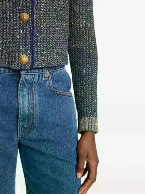 Balmain Sequin-embellished Metallic-knit Cardigan