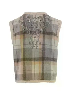 Stella McCartney Check-pattern Floral-embroidered Vest