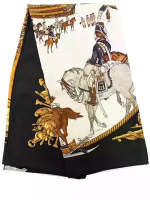 Hermès 1966-1967 Marine Et Cavalerie Silk Scarf 90 Scarves - Orange