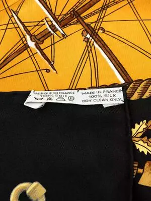Hermès 1966-1967 Marine Et Cavalerie Silk Scarf 90 Scarves - Orange