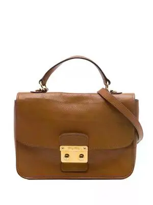 Miu Miu 2010-2026 Goatskin Madras Flap Satchel - Brown