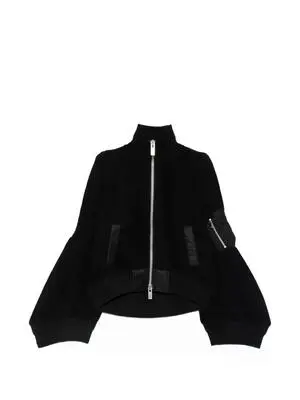 Sacai Ribbed-knit Panelled Cardigan - Black