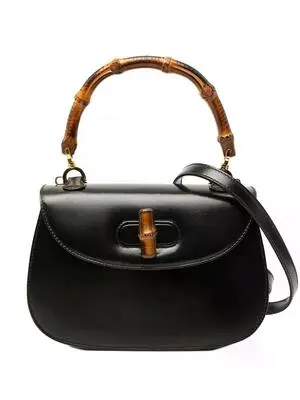 Gucci 20th Century Small Calfskin Bamboo Night Satchel - Black