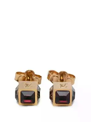 LOUIS VUITTON 2014 Tone Plated Strass Embellished Costume Stud Earrings - Gold